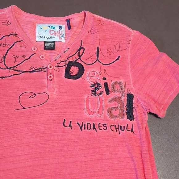 Desigual | Tops | Vintage Desigual Red Embroidered Tee Size S | Poshmark